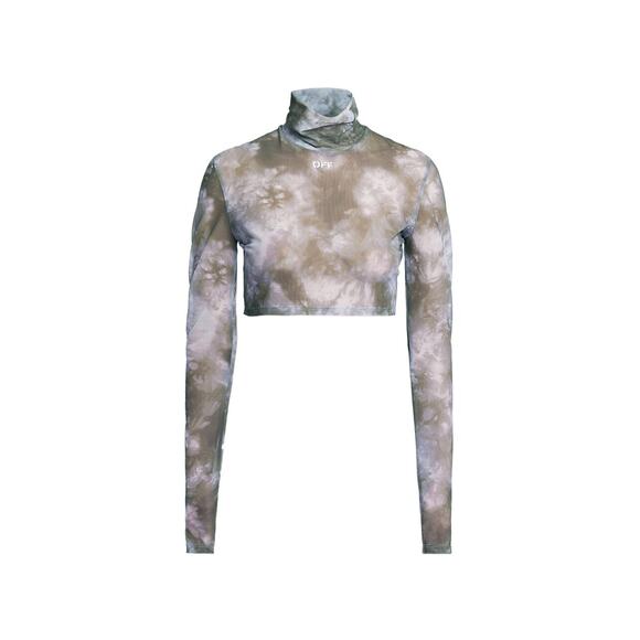 Off-White | Tops | Offwhite Tiedye Purple Polyamide Tulle Crop Top Size ...